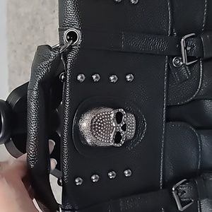 Bags | Goth Skull Studded Handbag Satchel Bag Faux Leather | Poshmark
